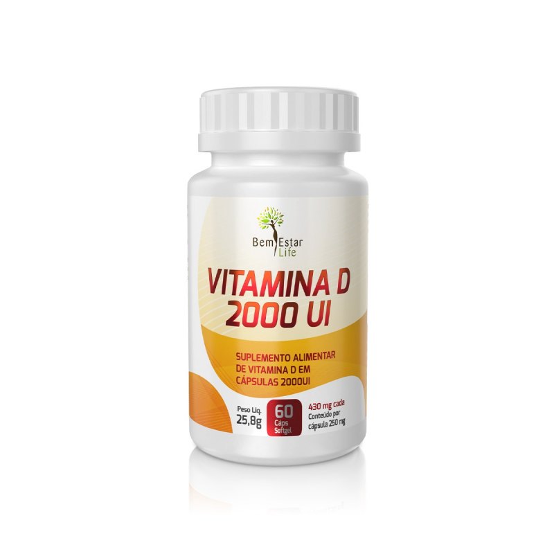 VITAMINA D - 2000 UI - 60 CAPSULAS - Bem Estar Life MT - Loja Virtual